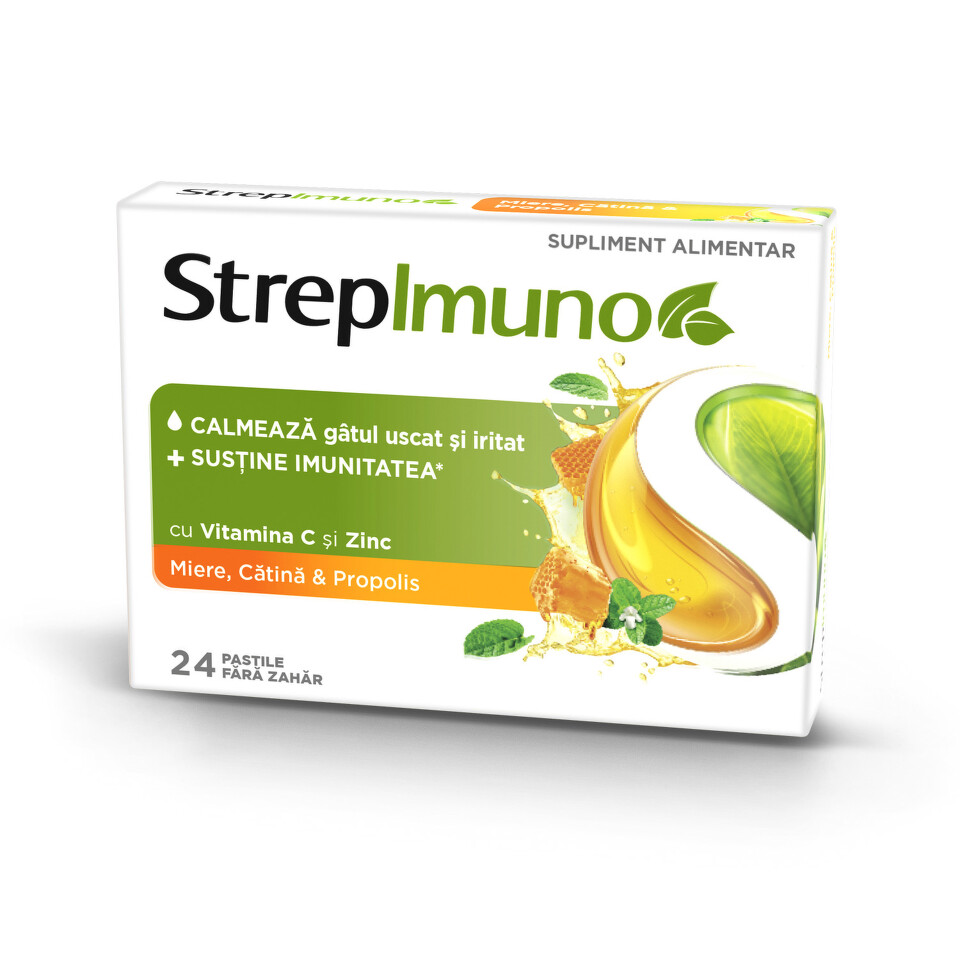 STREPIMUNO MIERE, CATINA SI PROPOLIS X 24 PASTILE |20.02 lei | Larafarm.ro