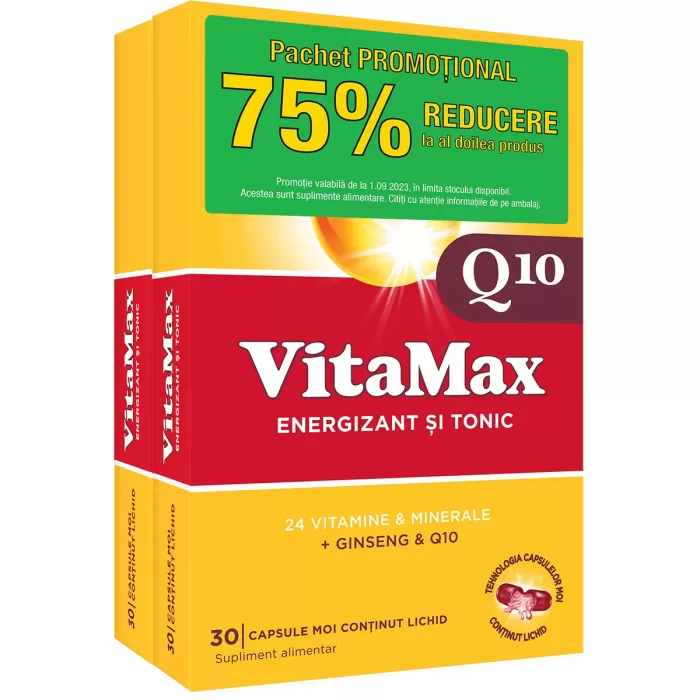 VITAMAX Q10 X 30 CPS MOI 1 + 1 -75% REDUCERE |82.13 lei | Larafarm.ro