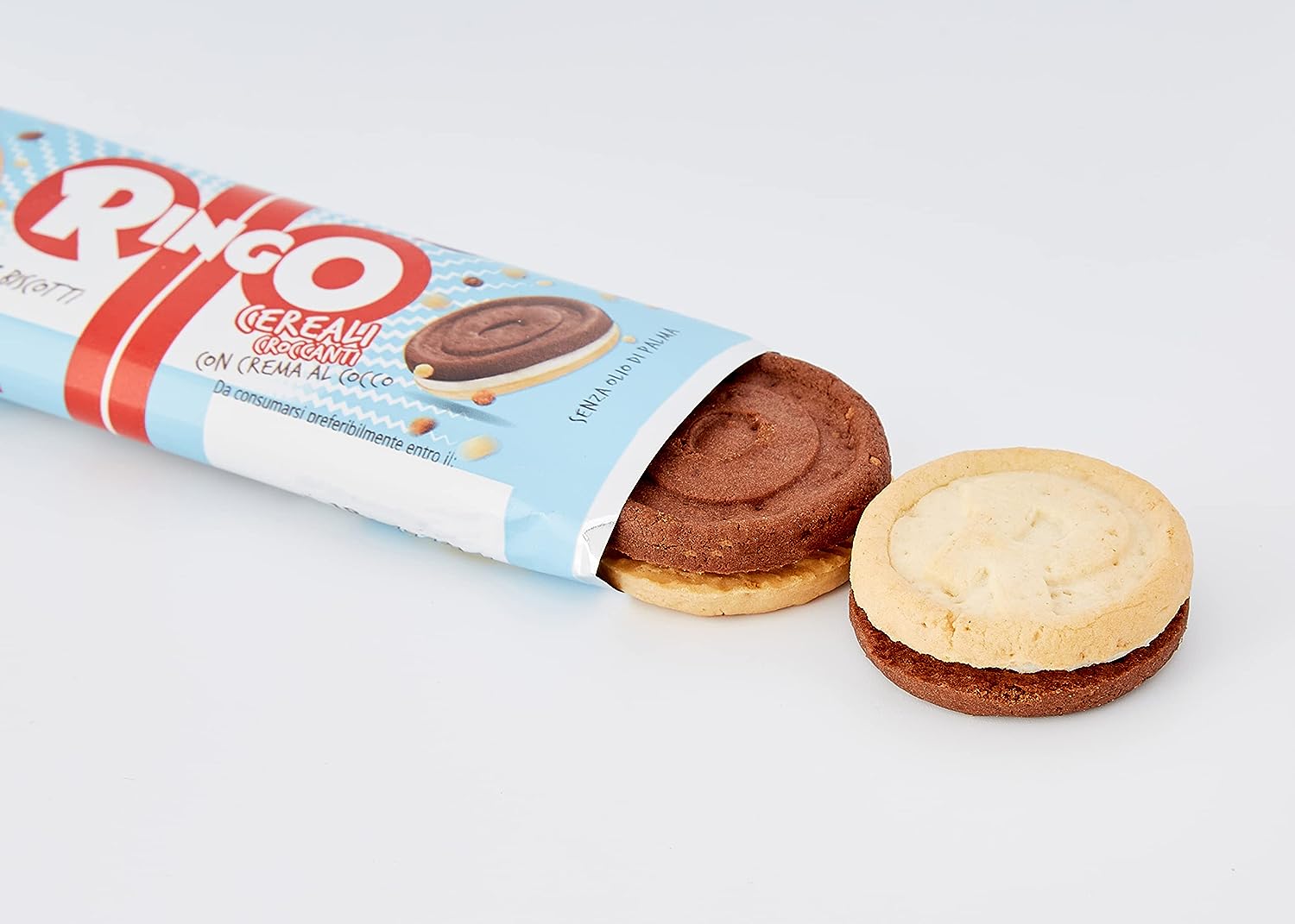 Biscuiti Ringo Cereale Crocante cu Crema de Cocos