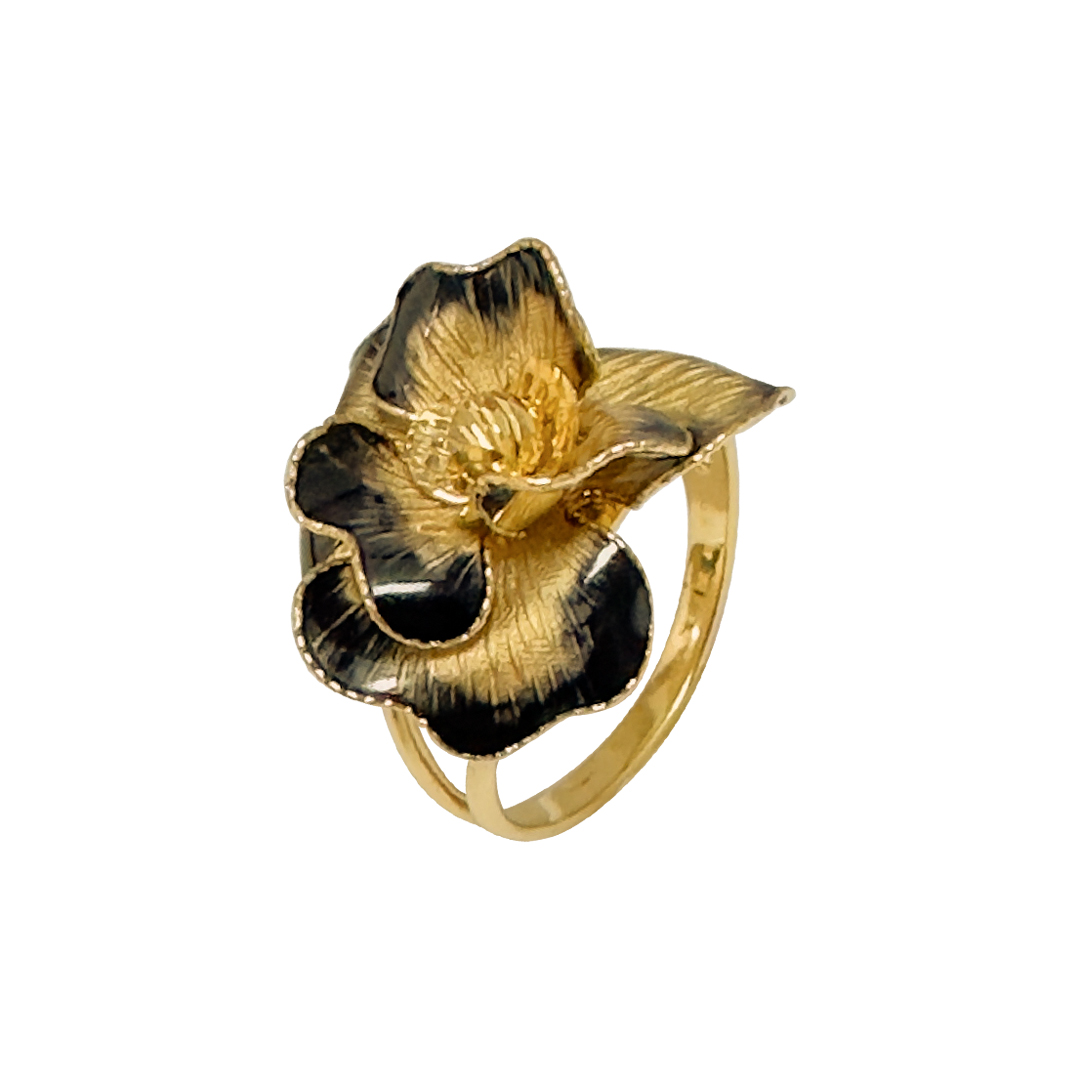 Inel din aur galben de 14K floare - Bijuterii Alese