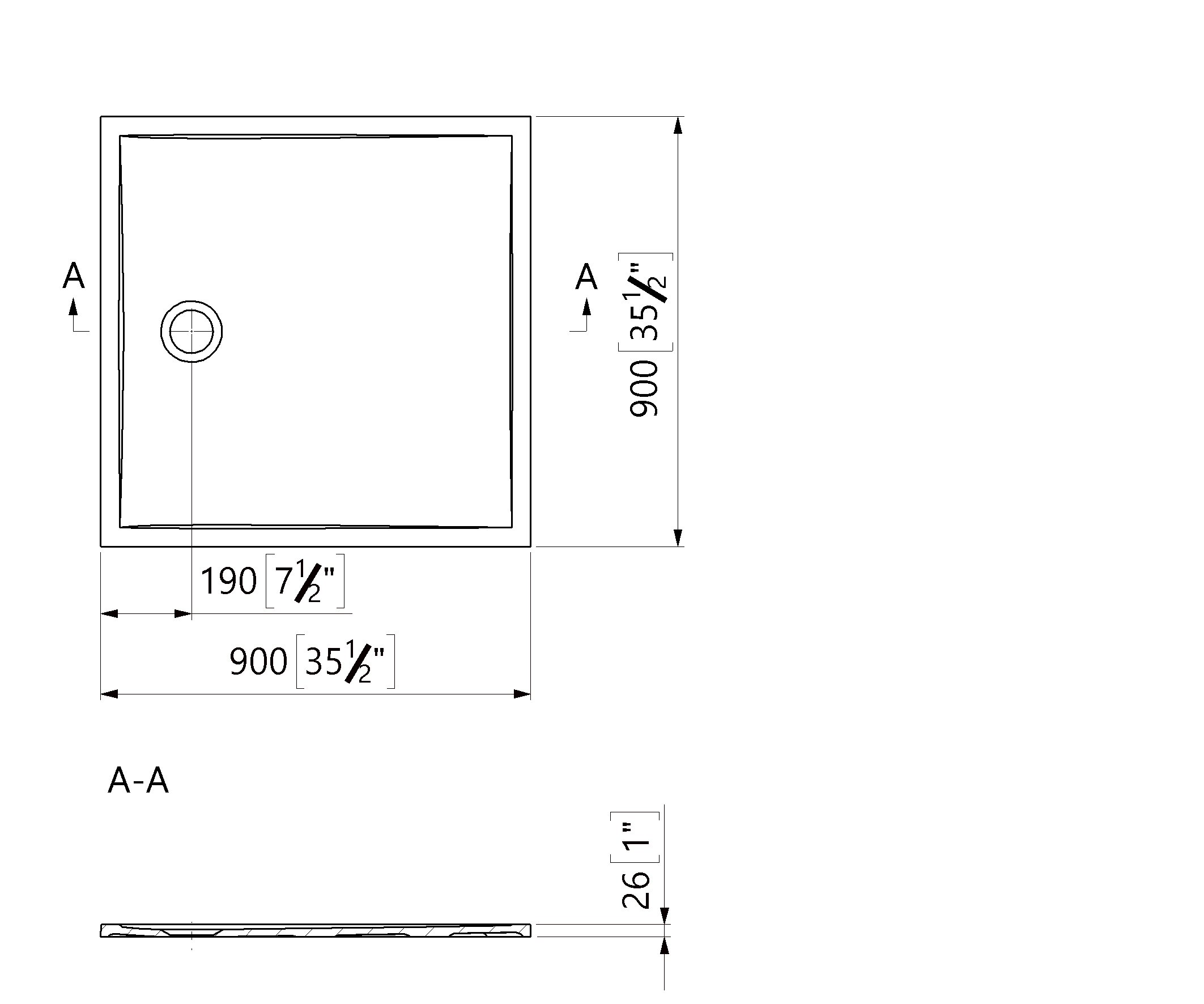 Cadite de dus FADO Cadita de dus VELURO 90x90cm, alb lucios,...