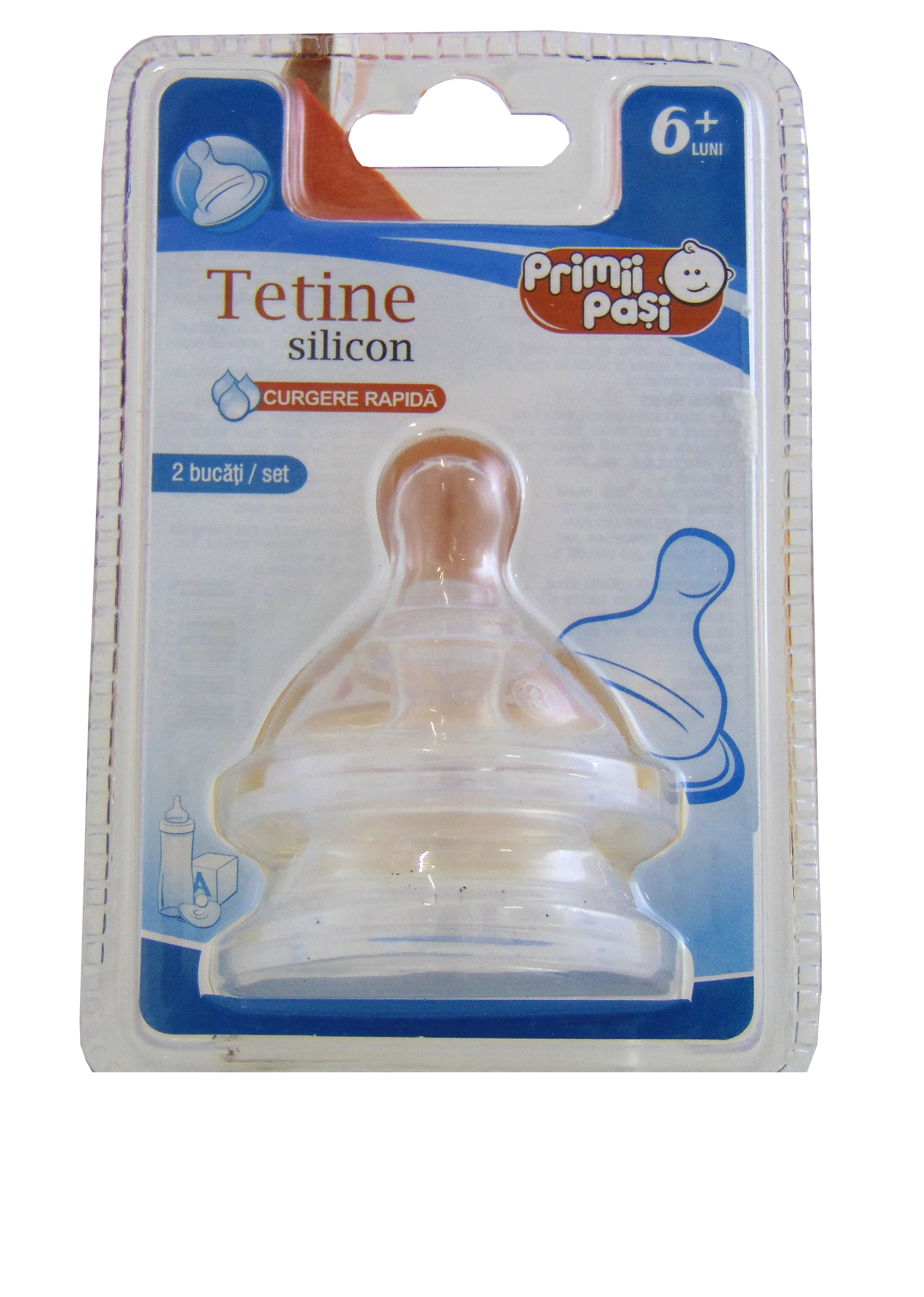 Primii Pasi Tetine pentru biberoane cu gat larg 6 luni+ x 2 bucati (cod ...
