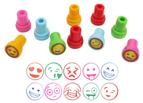 Stampile Stampile fete amuzante, set 10 modele, 5 culori, diametru 2 cm ...