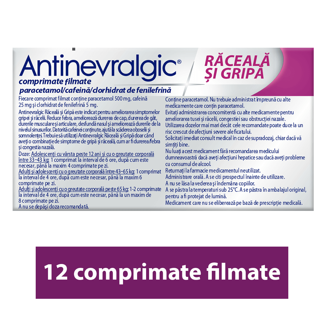 Antinegralgic Raceala si Gripa 12 comprimate - la pret mic | Pfarma.ro