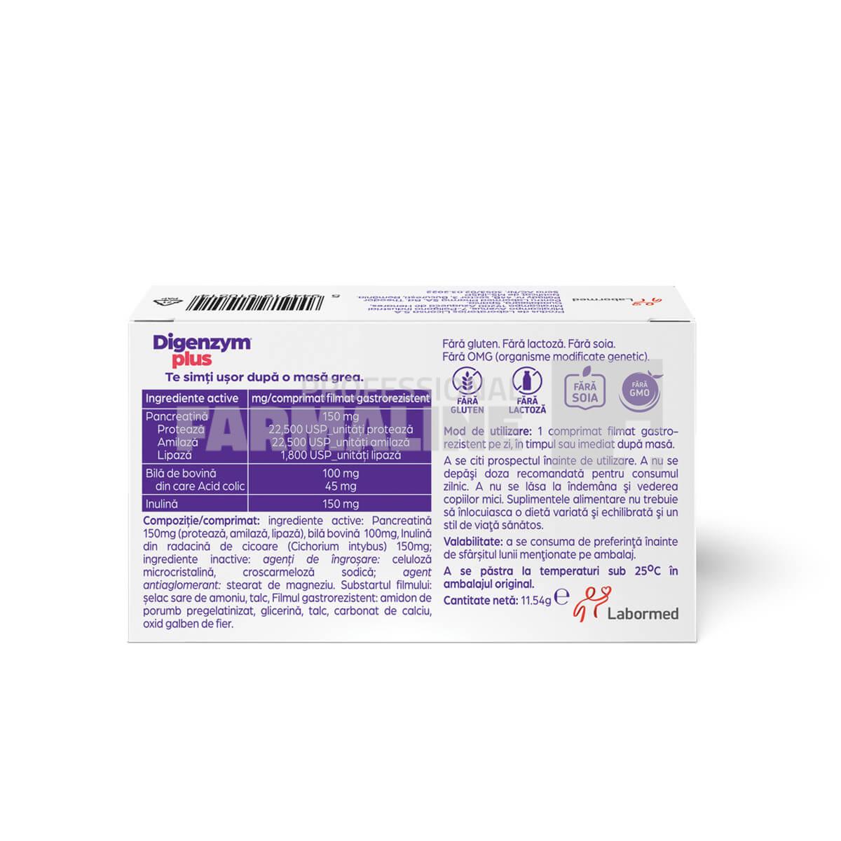 DIGENZYM PLUS, 20 comprimate filmate, Labormed - la pret mic | Pfarma.ro