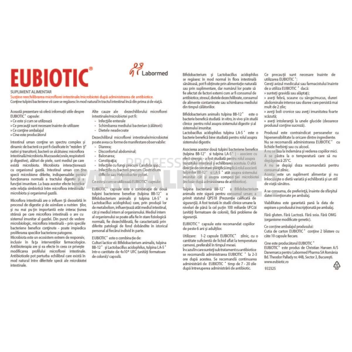 Eubiotic Capsule, Labormed, Supliment alimentar pe bază de tulpini ...