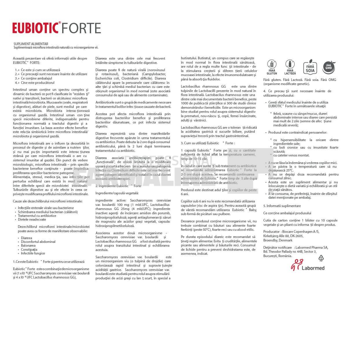 Eubiotic Forte, Labormed, Supliment alimentar pe bază de tulpini ...