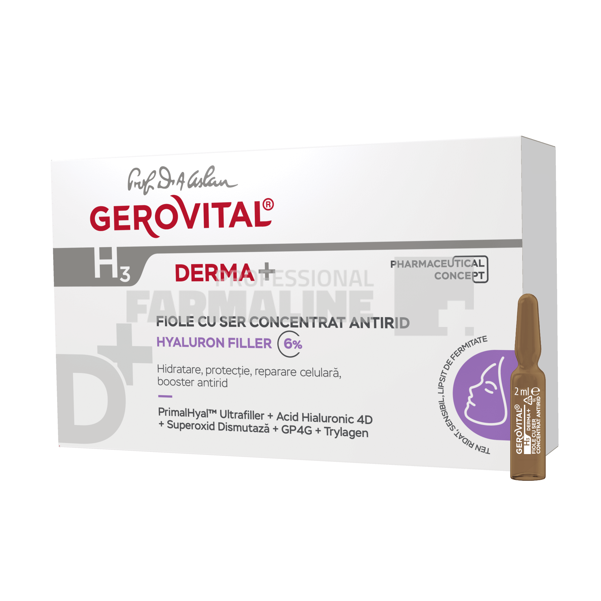 Gerovital H3 Derma+ fiole antirid cu hyaluron primahial, 10 fiole ...