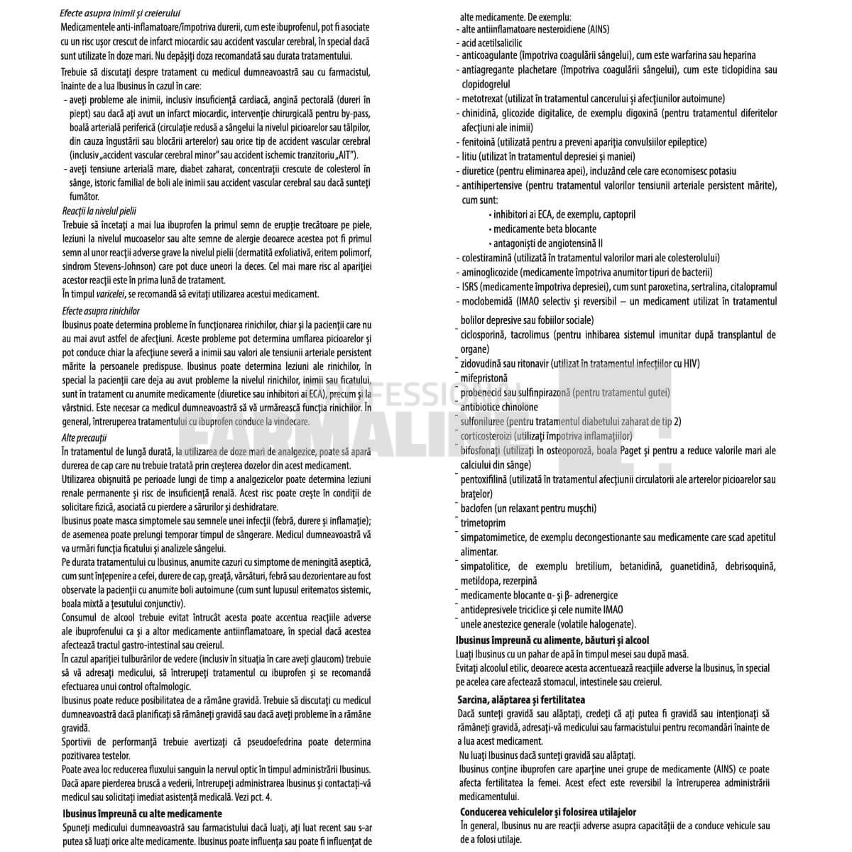 Ibusinus, 200 mg/30 mg, 20 comprimate filmate. Răceală și gripă ...