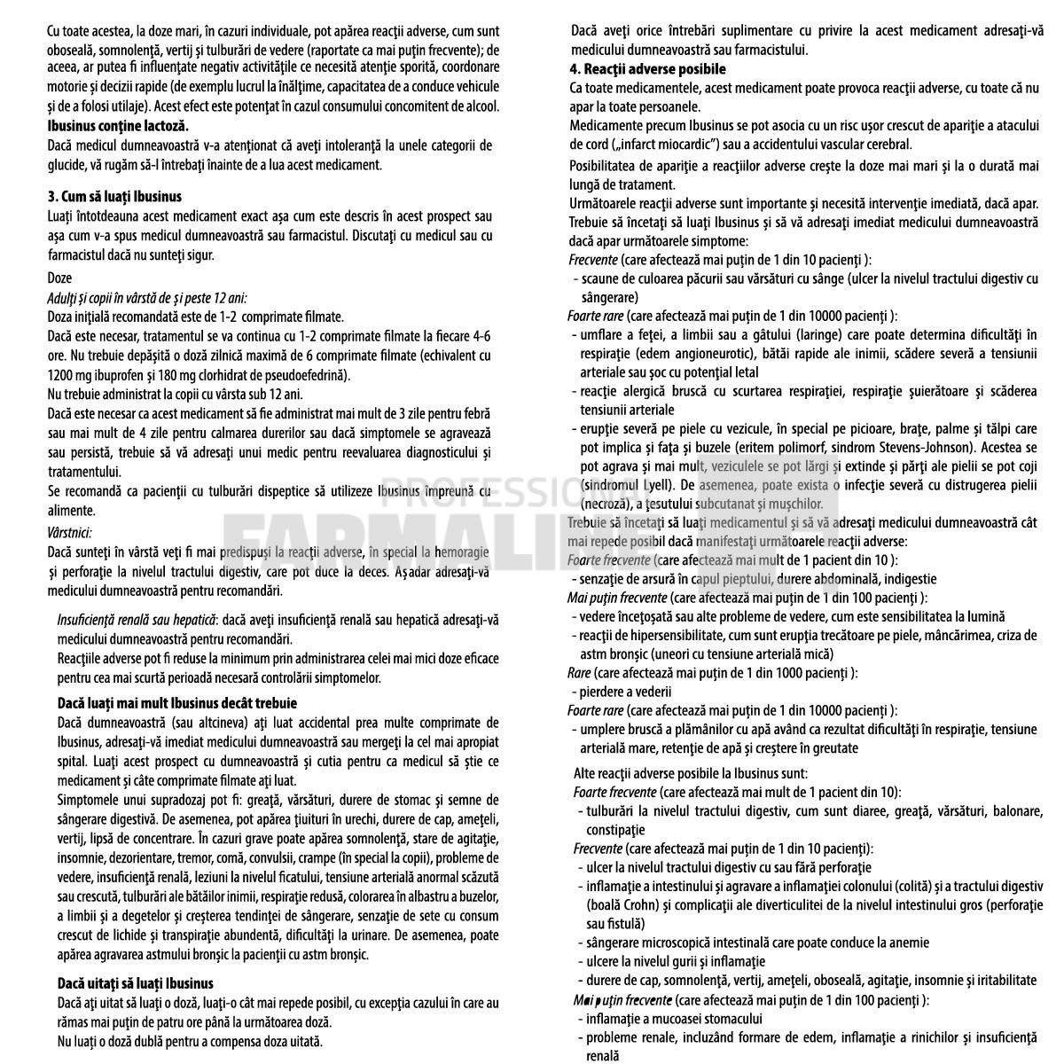 Ibusinus, 200 mg/30 mg, 20 comprimate filmate. Răceală și gripă ...