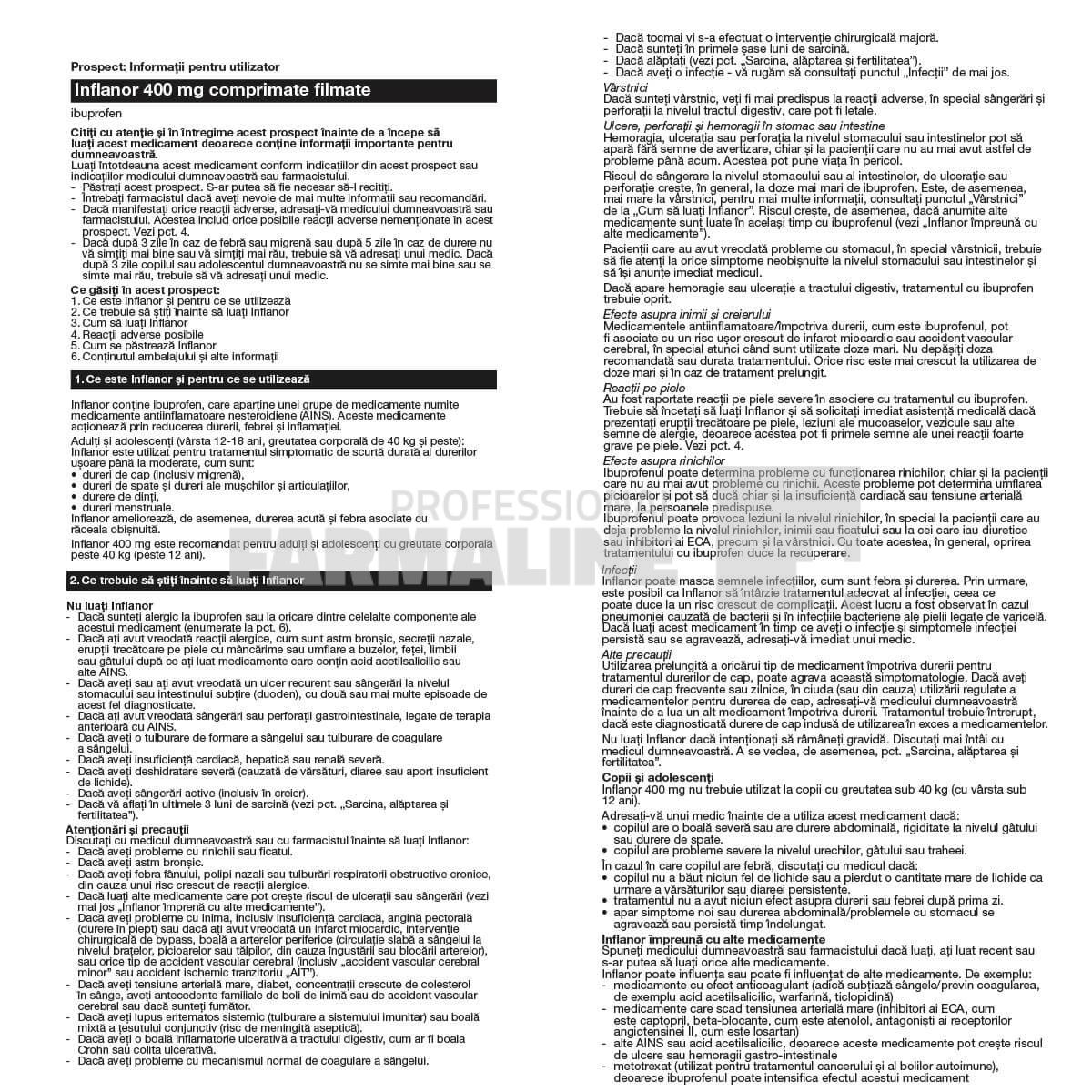 Inflanor 400 mg 10 comprimate filmate - la pret mic | Pfarma.ro