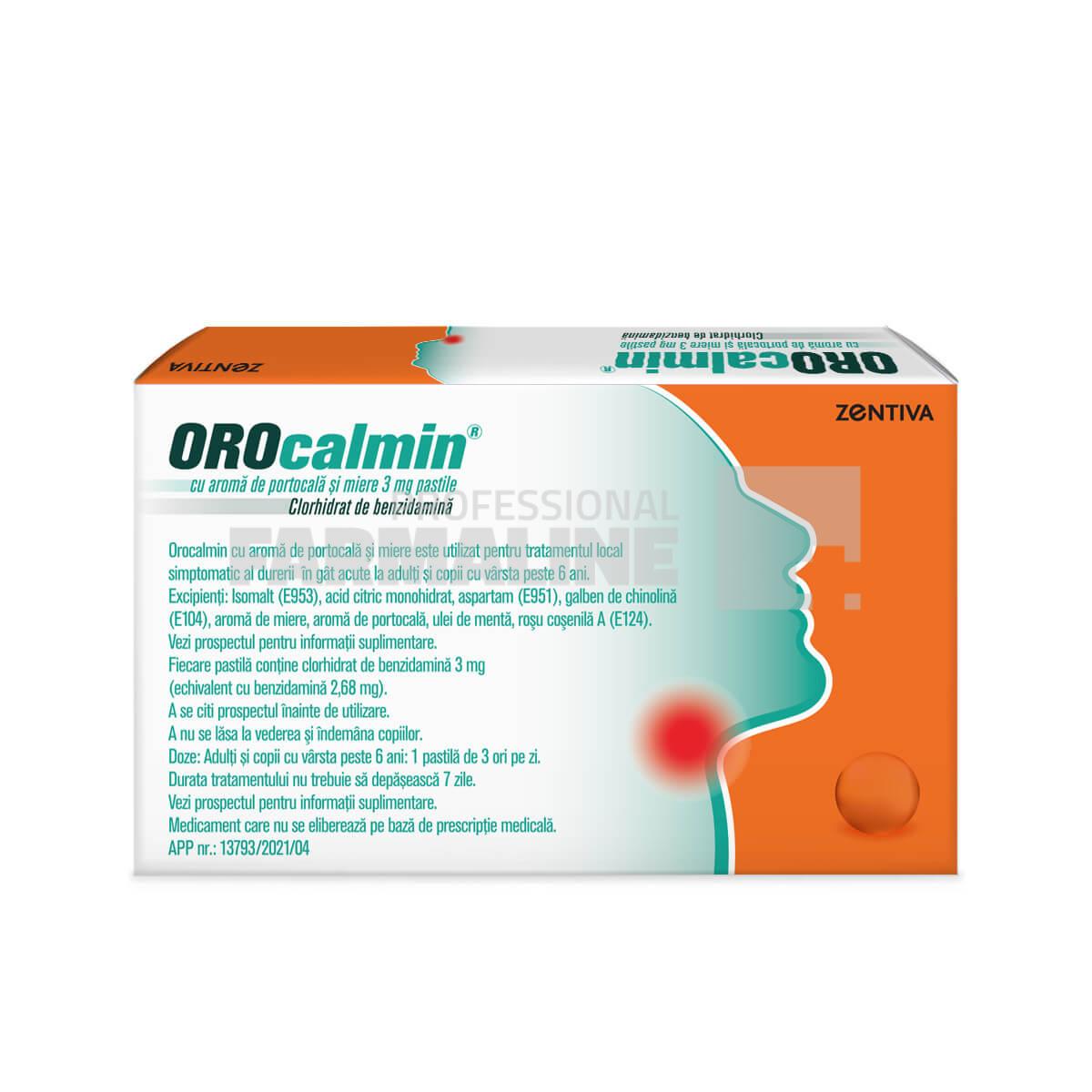 Orocalmin cu aromă de portocale, 3 mg, 20 pastile, Zentiva, tratamentul ...