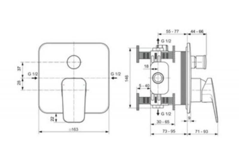Baterii cada Baterie cada/dus ingropata, Ideal Standard, Cer...