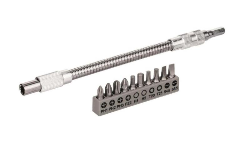 Burghie Prelungitor flexibil Bosch 200mm, 11 accesorii + SDB...