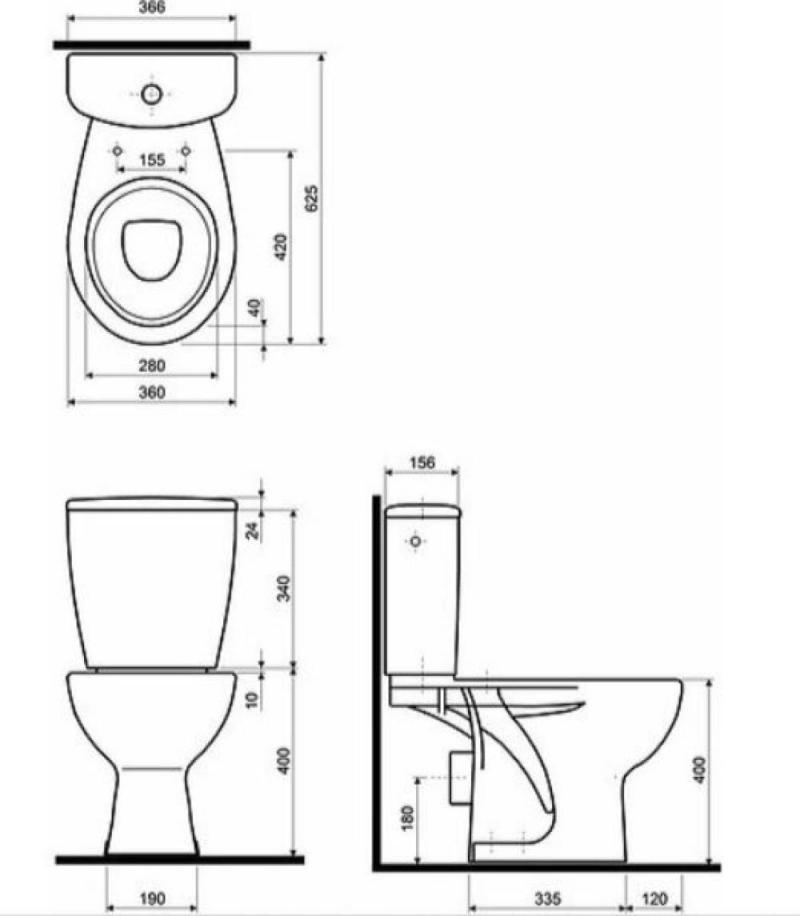 SET VAS WC EVACUARE LATERALA, CU REZERVOR SI CAPAC, KOLO REKORD, L36xH ...