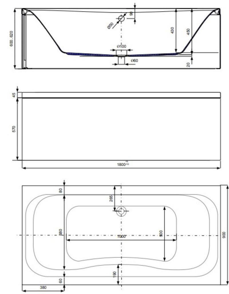 CADA EMOTION 180X90 HIDRO(S1) BATERIE HIGH FLOW - Romstal