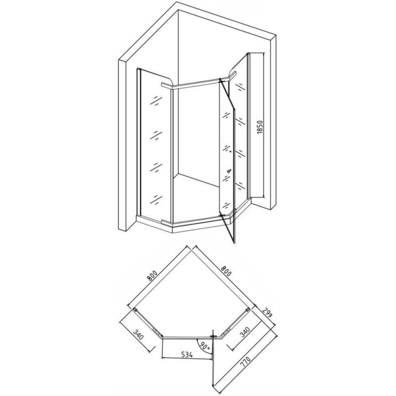 Cabine de dus pentagonale Cabina dus, Belform, MAZE 80x80x18...
