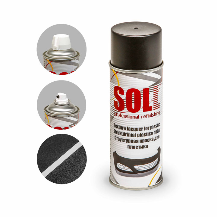 structurata SOLL Spray negru texturat pt plastic 400 ML S700...