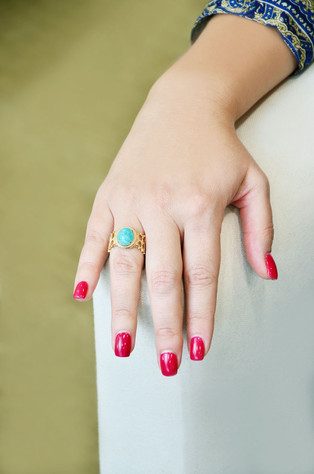 Inel placat cu 5 microni de Aur 18k si Amazonit | Maya Concept