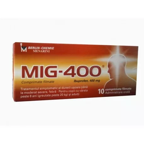 Medicamente pentru durere Mig-400 400mg ,10 comprimate F1546...
