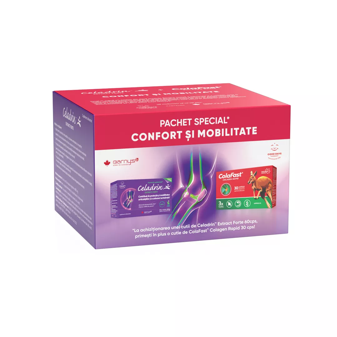 Pachet Celadrin Extract Forte 60 capsule + ColaFast Colagen Rapid 30 ...