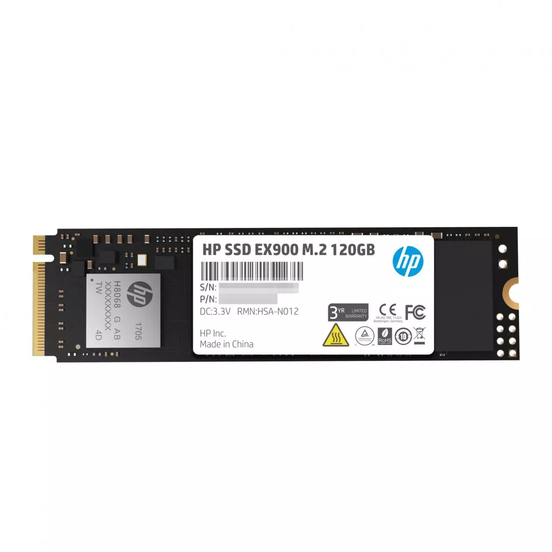 SSD HP EX900, 120 GB, M.2, PCIe Gen3.0 x4, 3D TLC Nand, R/W:...