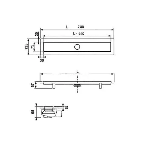 Set rigola Tece Linus 15.103.070, 700 mm, incastrata, sif…