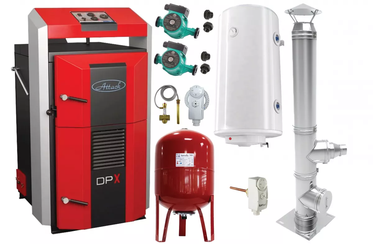 Pachet basic Cazan (centrala) pe combustibil solid, Attack DPX Standard ...