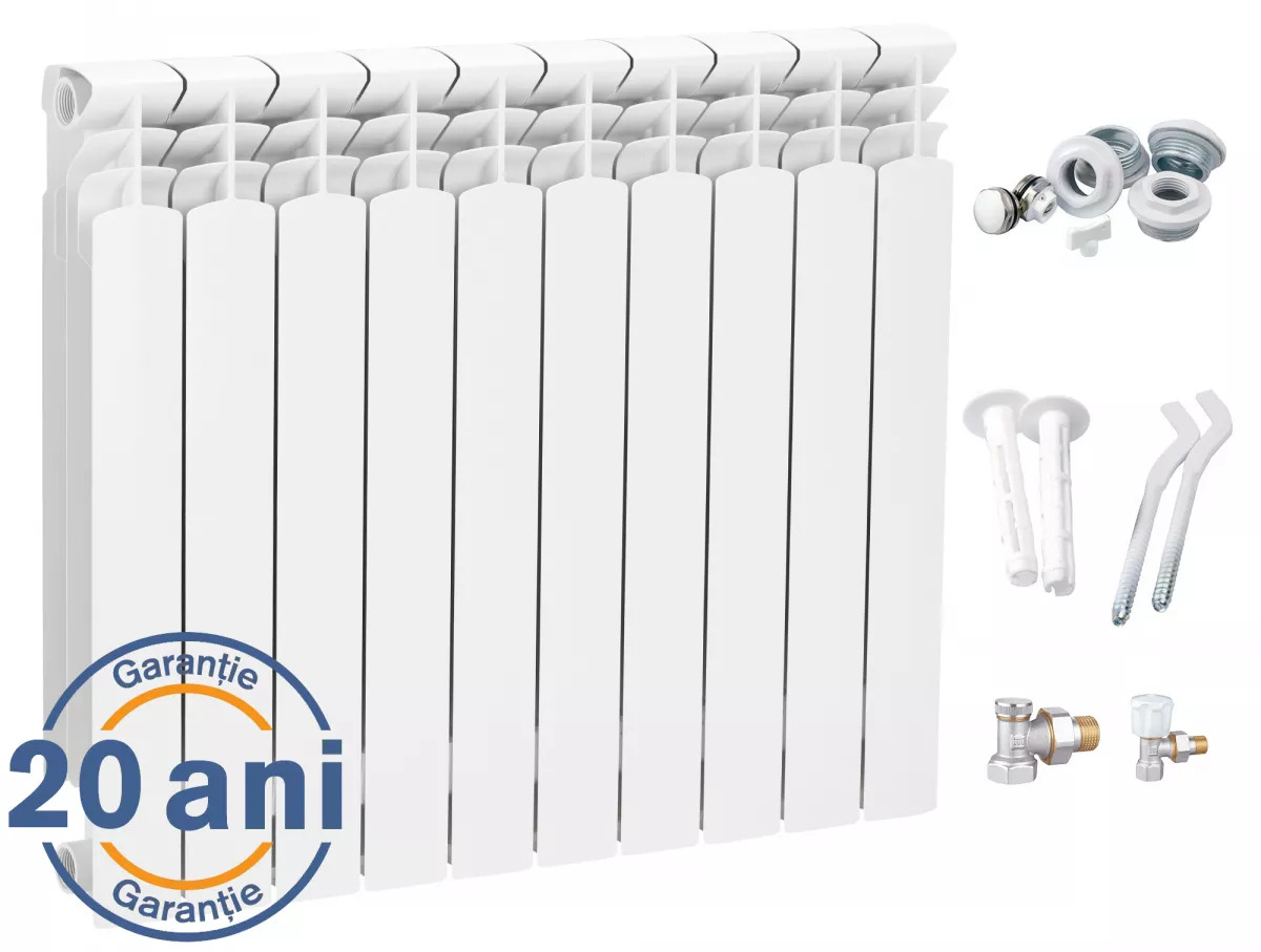 Pachet Radiator (calorifer) din aluminiu Fornello G600F 10 elementi, 20 ...