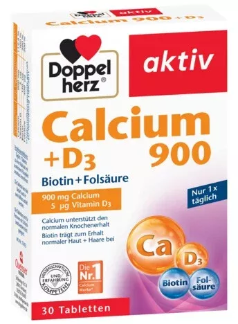 DOPPELHERZ AKTIV CA 900 + D3 + BIOTINA + ACID FOLIC X 30 CPR |24.95 lei ...
