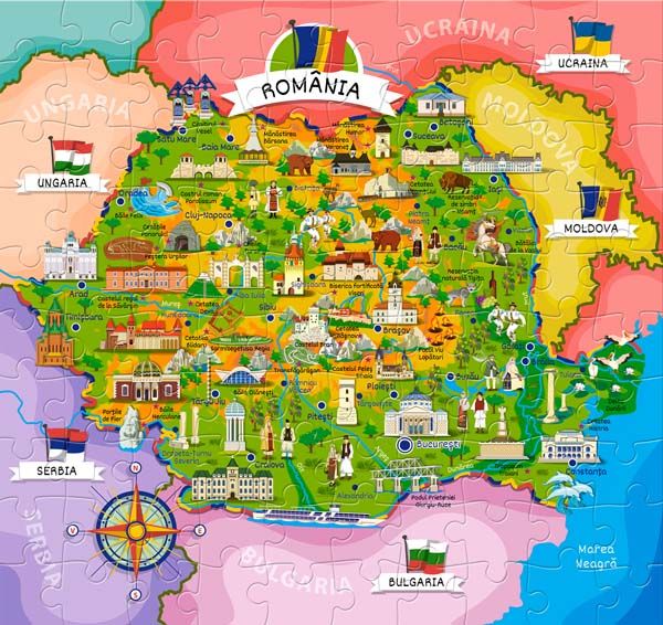 Puzzle mare Harta Romaniei 660030 Omfal Educational