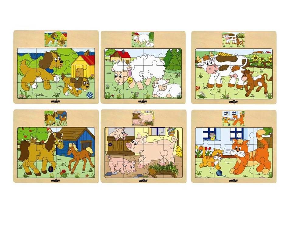 Puzzle cu animale Set puzzle Animale 170215 Woody Omfal Educational