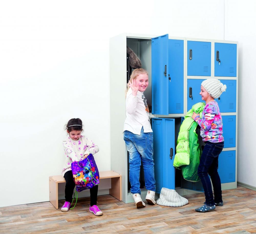 Vestiare, cuiere Vestiar metalic cu 4 compartimente albastru 76 x 48 x ...