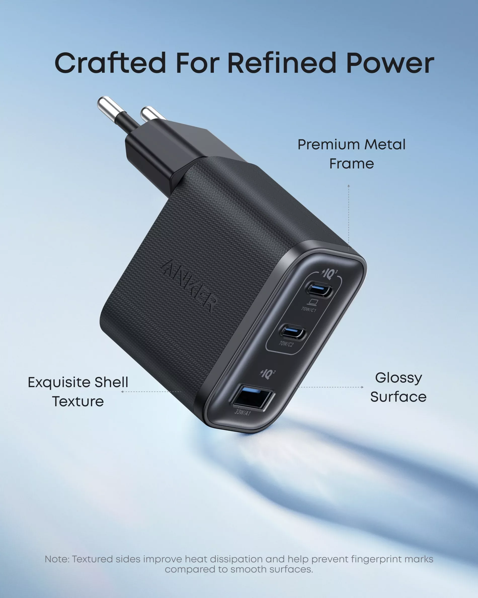 Incarcator retea Anker Nano 70W, 2x USB-C, 1x USB, Fast Char...