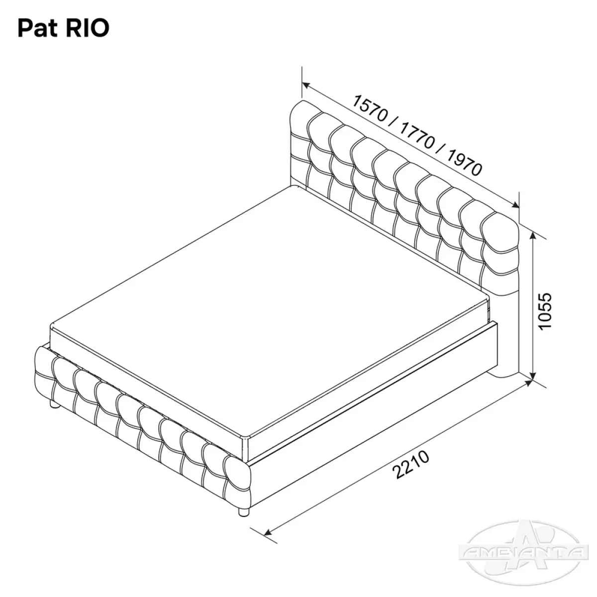 Dormitor PAT RIO 1.8M Gri-inchis boucle 4842115016097 Ambian...