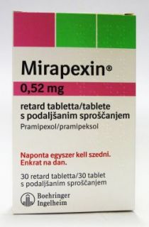 MIRAPEXIN 0,52 mg x 30 COMPR. ELIB. PREL. 0,52mg BOEHRINGER INGEL-33 ...