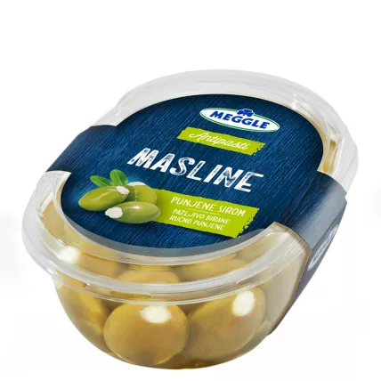 Brânză MASLINE VERZI UMPLUTE CU CREMA DE BRANZA MEGGLE 210G...