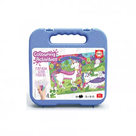 Puzzle de colorat cu 100 de piese - Unicorni