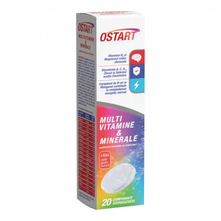 OSTART MULTIVITAMINE SI MINERALE X 20 CPR EFERVESCENTE, FIT...