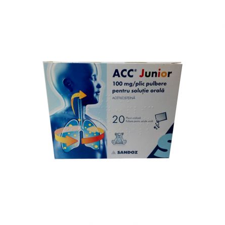 Acc Junior 100 mg pulbere pentru solutie orala 20 plicuri - la pret mic ...