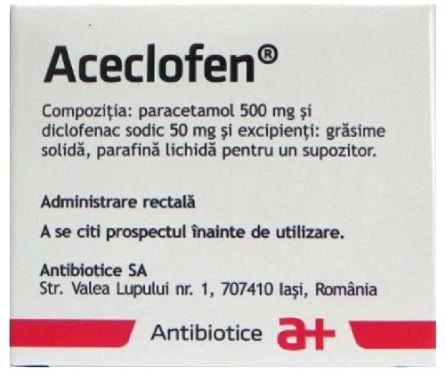 ACECLOFEN x 6 SUPOZ. 500mg+50mg ANTIBIOTICE SA - Vezi prospectul ...
