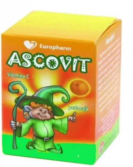 Ascovit cu aroma de portocala 100 mg 60 comprimate - la pret mic ...