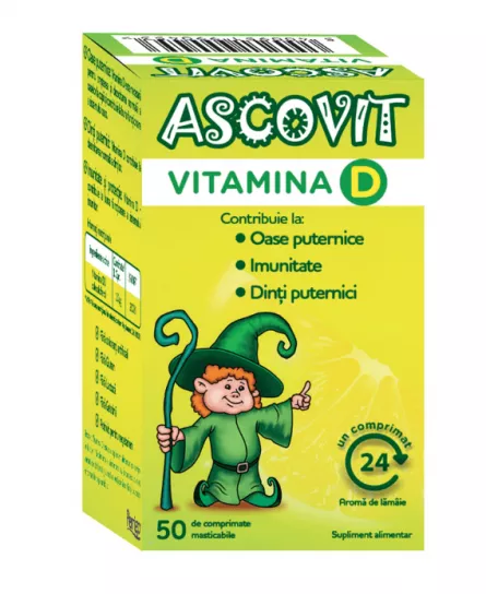 Ascovit Vitamina D 50 comprimate masticabile - la pret mic | Pfarma.ro