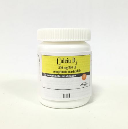 Calciu D3 500 mg/200 UI 20 comprimate masticabile - la pret mic | Pfarma.ro