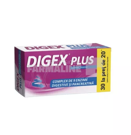 Digex Plus 30 comprimate la pret de 20 comprimate - la pret mic | Pfarma.ro