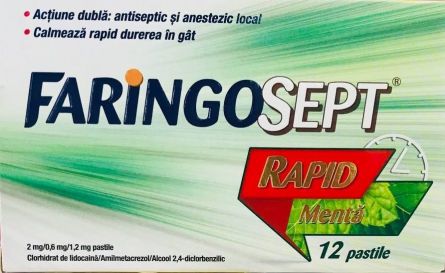 Faringosept Rapid menta 2 mg/0,6 mg/1,2 mg 12 comprimate - la pret mic ...