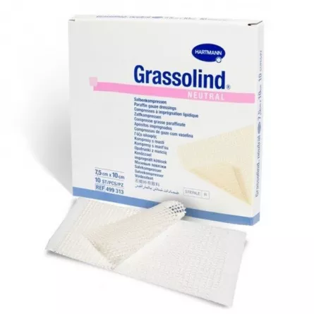 Hartmann Grassolind comprese impregnate cu unguent 7,5 cm x 10 cm 10 bucati - la pret mic ...