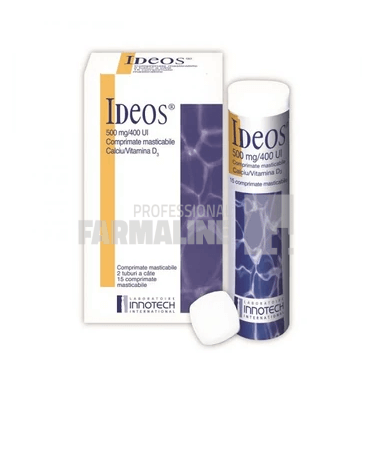 Ideos 1250mg/400ui 30 comprimate masticabile - la pret mic | Pfarma.ro