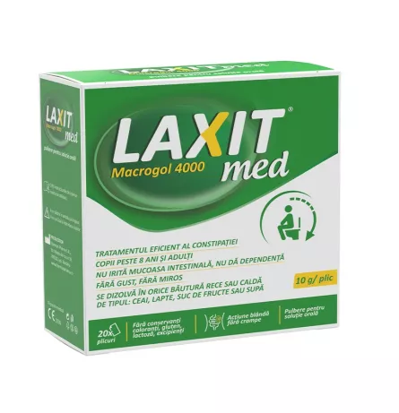 Laxit Med Adulti si Copii 8+ ani 10 g 20 plicuri - la pret mic | Pfarma.ro
