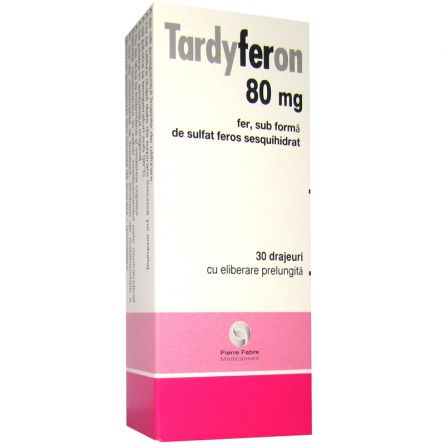 TARDYFERON 80 mg x 30 DRAJ. ELIB. PREL. 80mg LAB. PIERRE FABRE - Pret ...